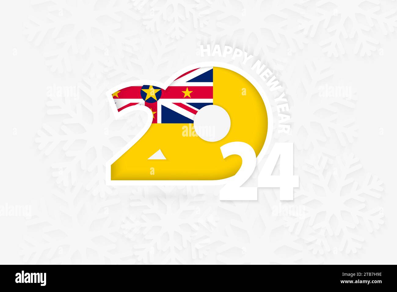New Year 2024 for Niue on snowflake background. Greeting Niue with new ...