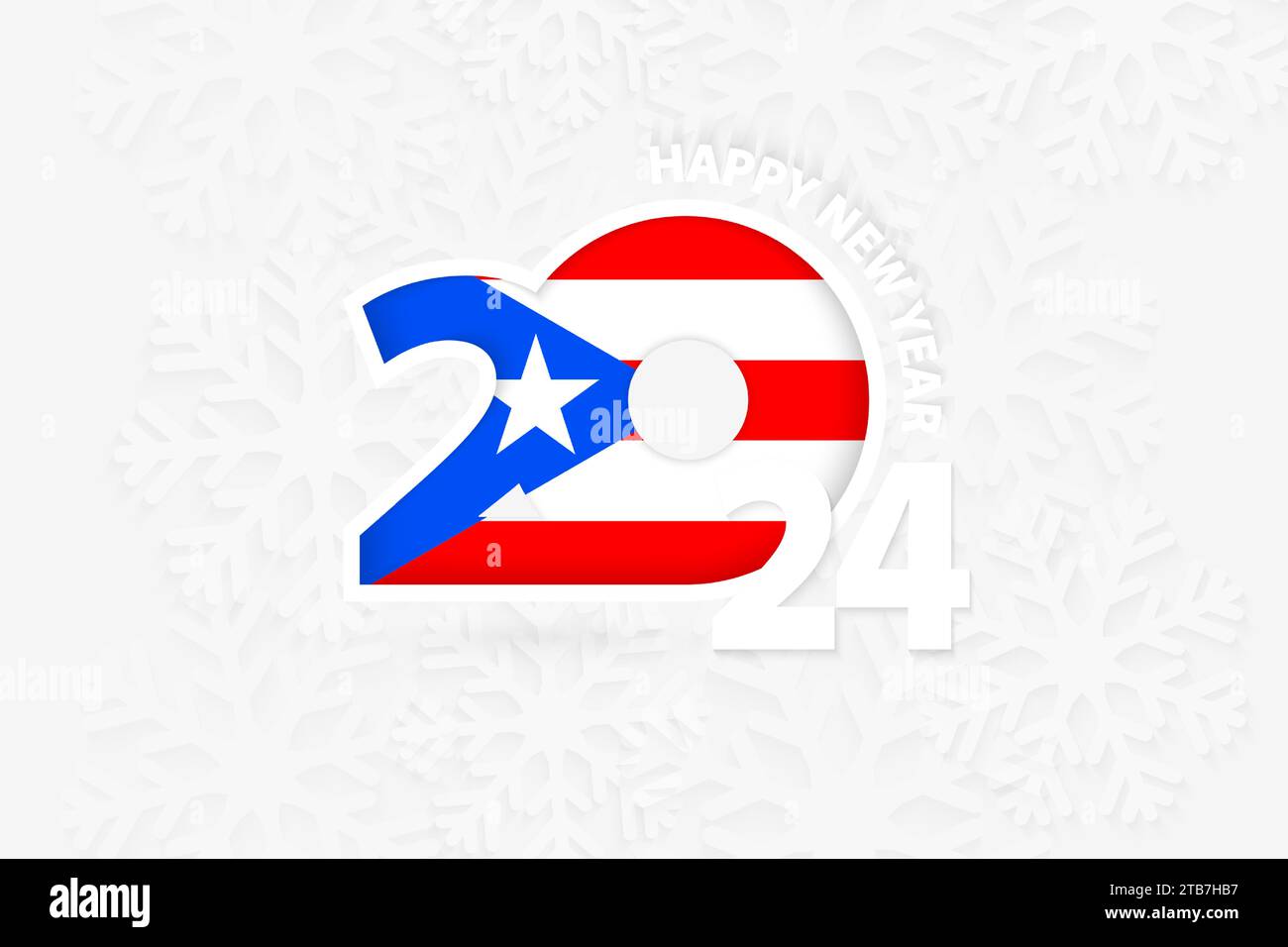 New Year 2024 for Puerto Rico on snowflake background. Greeting Puerto ...