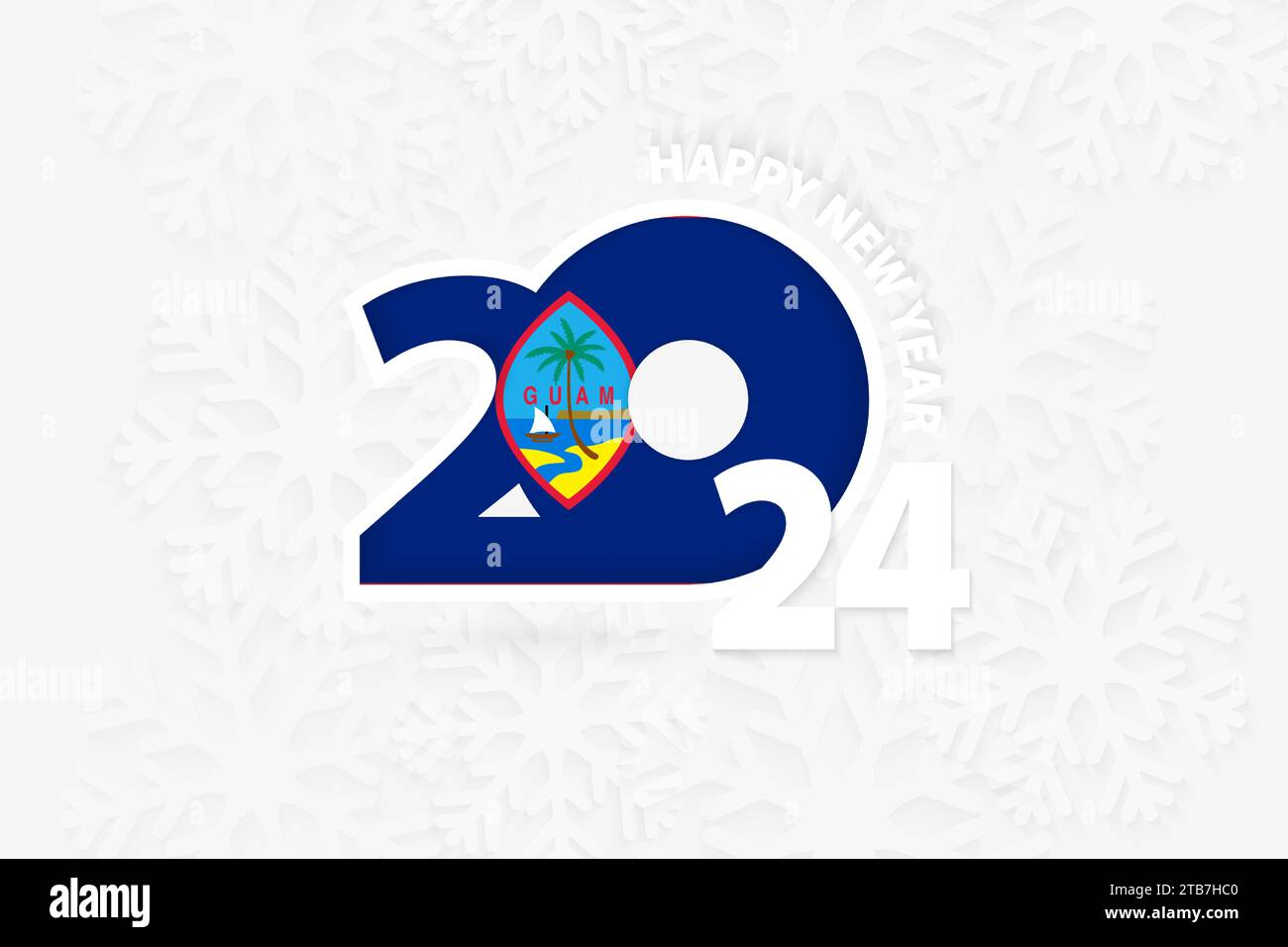 New Year 2024 for Guam on snowflake background. Greeting Guam with new ...