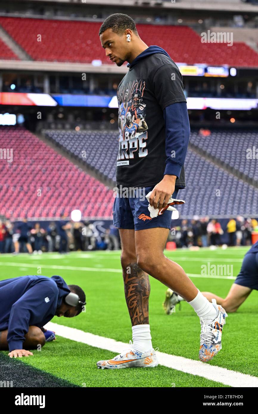 Denver Broncos linebacker Justin Strnad warming up prior to an NFL "My ...