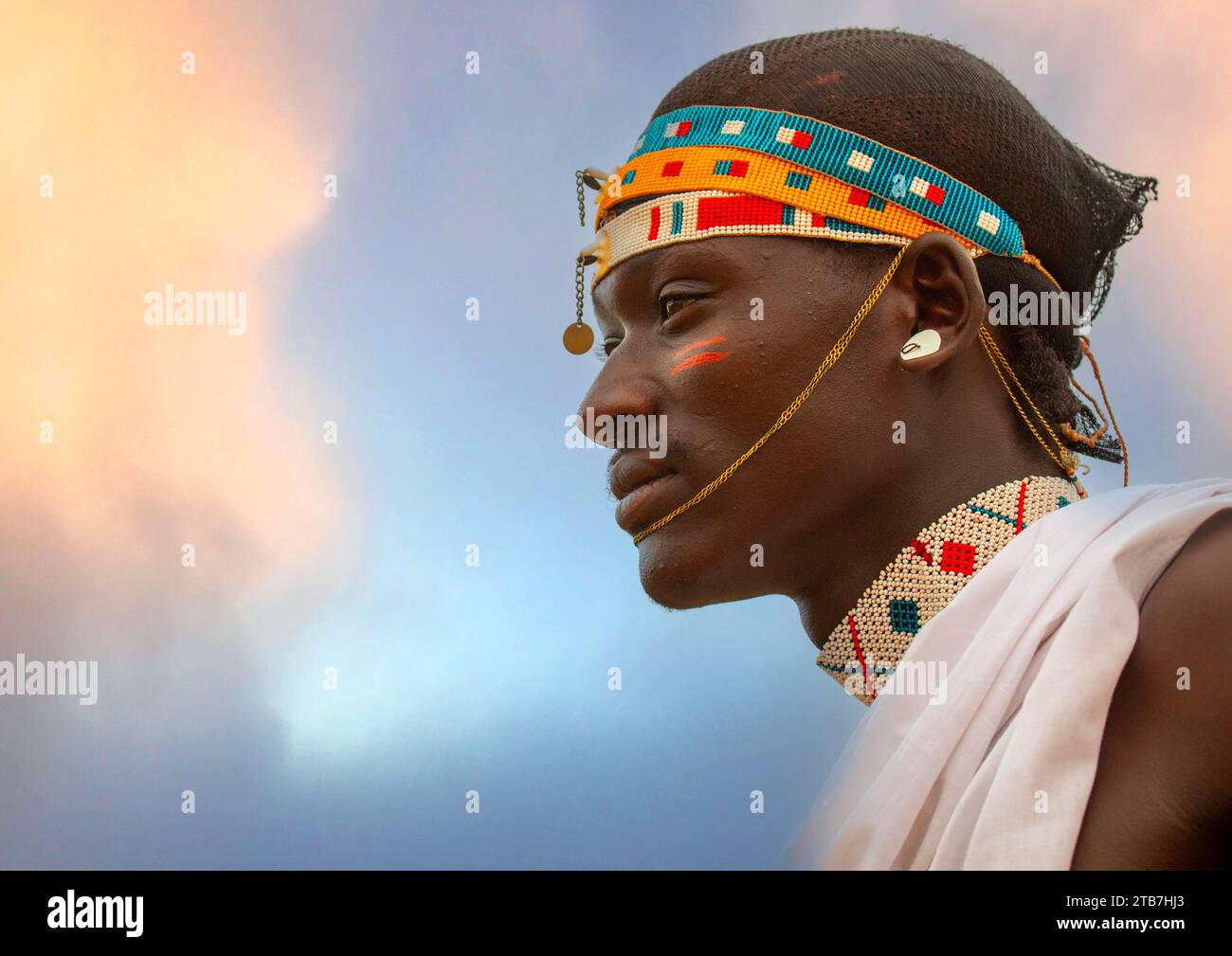 Portrait of a young samburu moran, Samburu County, Samburu National ...