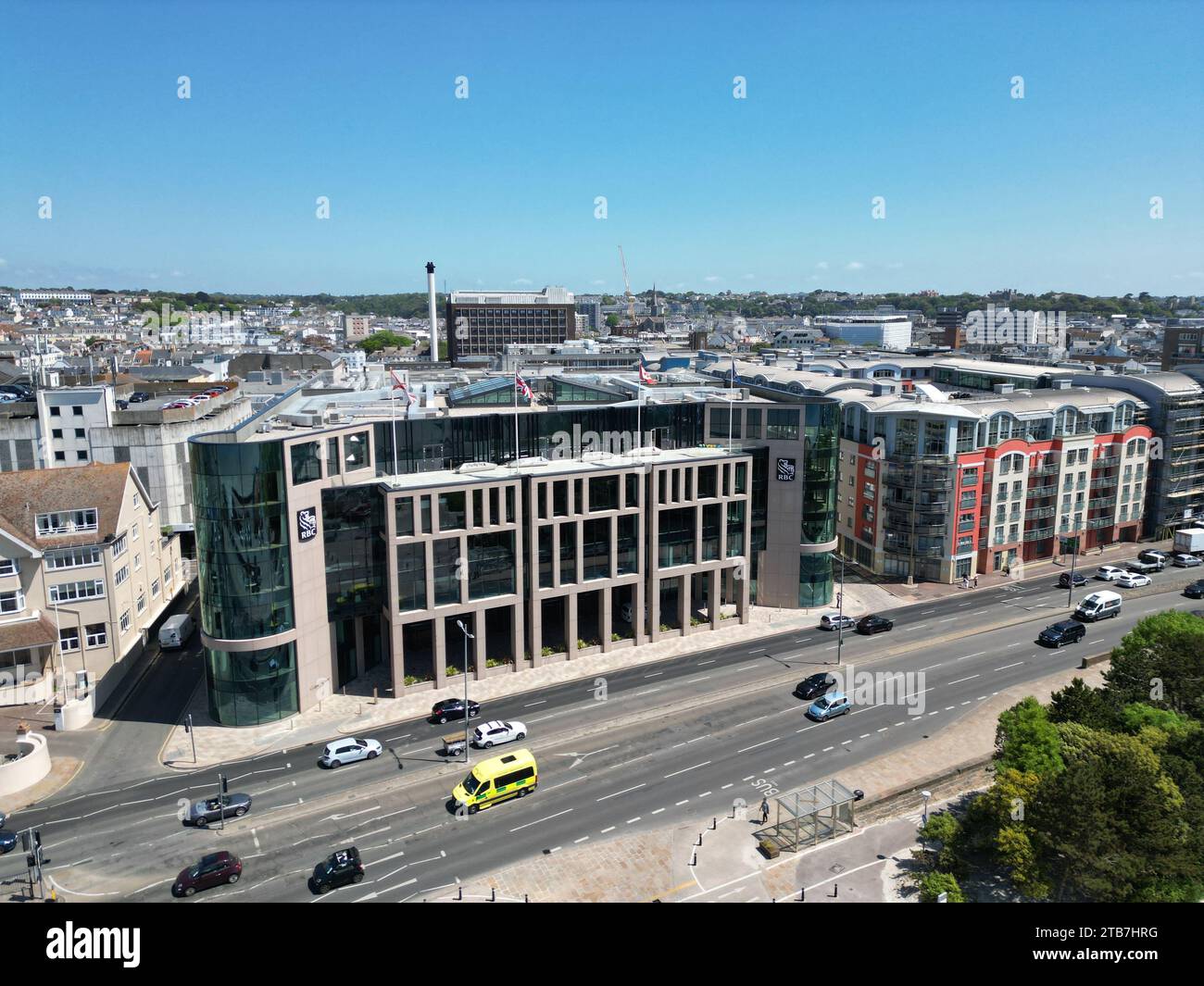 Royal Bank Of Canada St Helier Channel islands drone,aerial Stock Photo ...