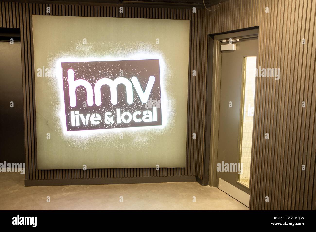 LONDON- NOVEMBER 30, 2023: HMV Live & Local inside Oxford Street, an event space for live music ...