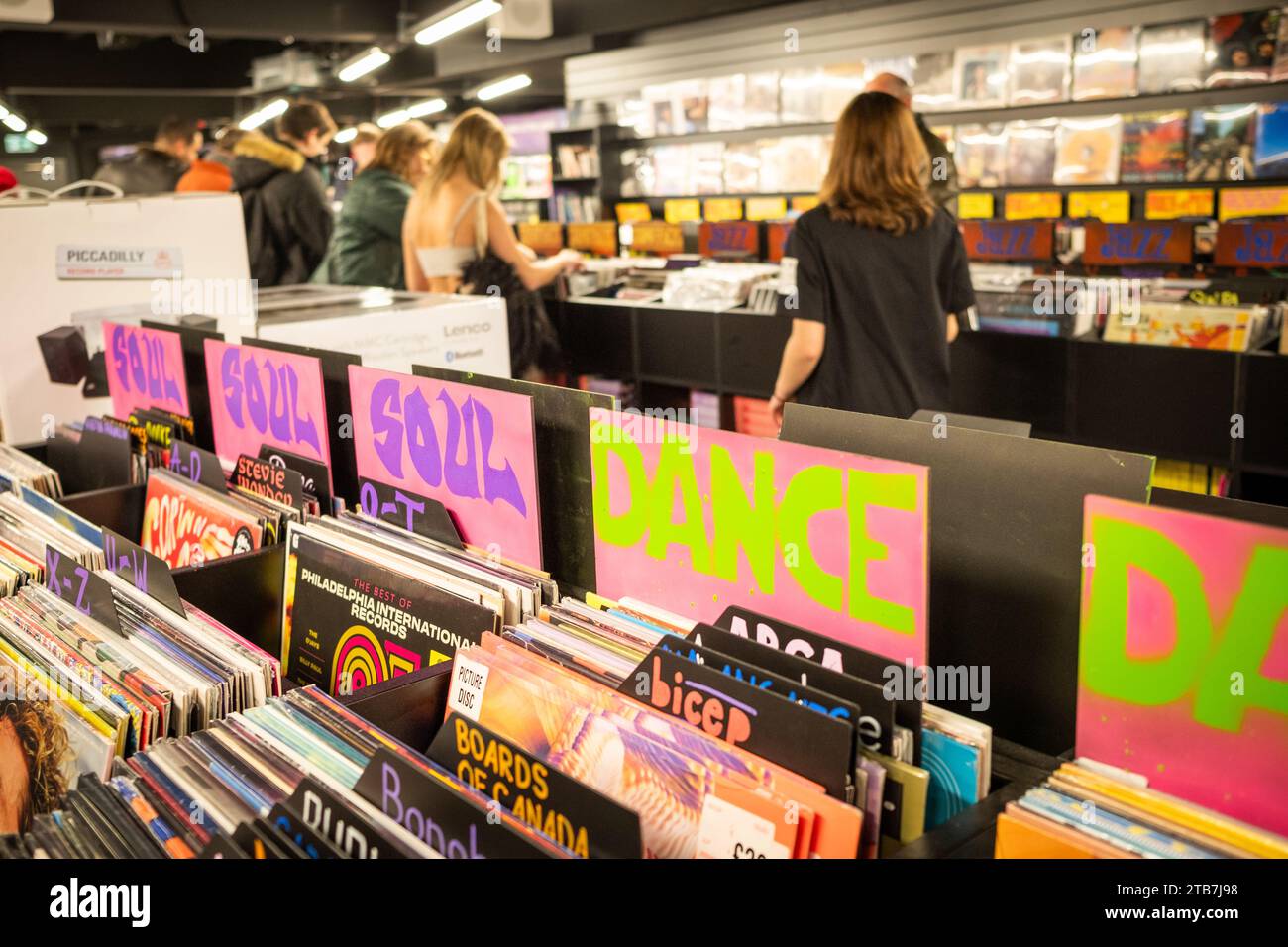 LONDON- NOVEMBER 30, 2023: People browsing vinyl records inside HMV on ...