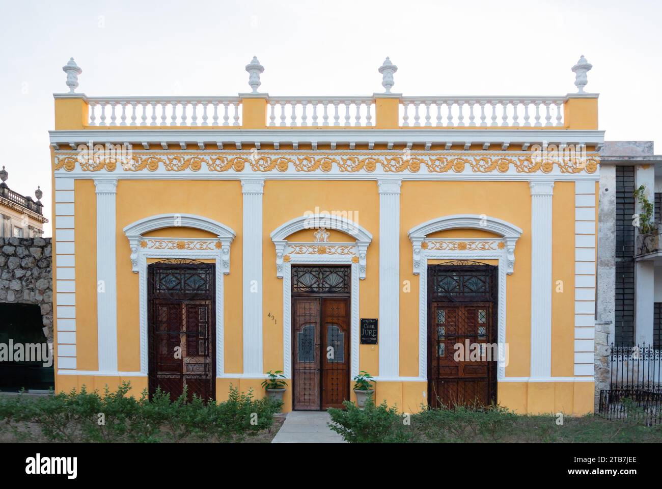 Merida, Yucatan, Mexico, Paseo Montejo with yellow colonial ...