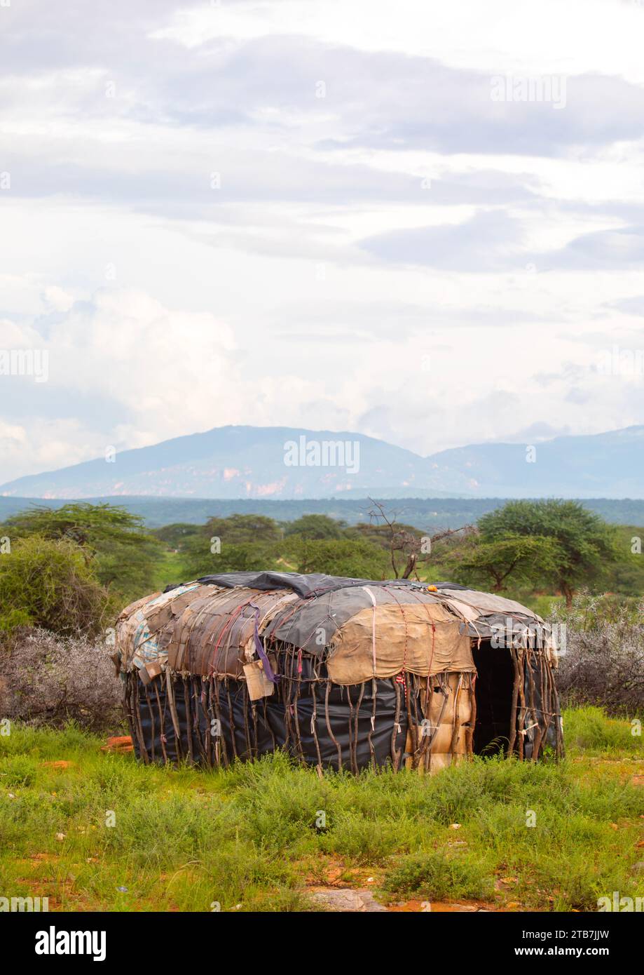 Saburu tribe village with huts, Samburu County, Samburu National ...
