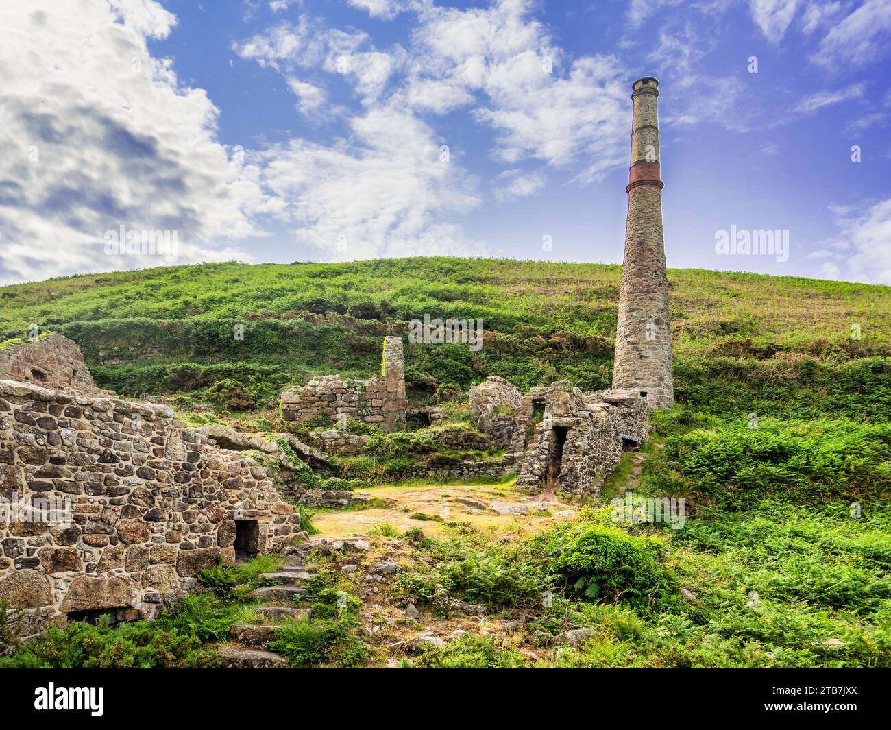 The site of the Lower Boscean Mine, in Kenidjack Valley, West Penwith ...