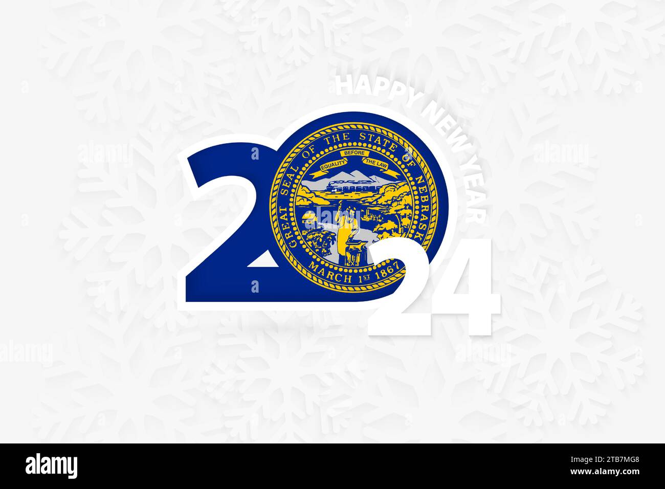 New Year 2024 for Nebraska on snowflake background. Greeting Nebraska ...