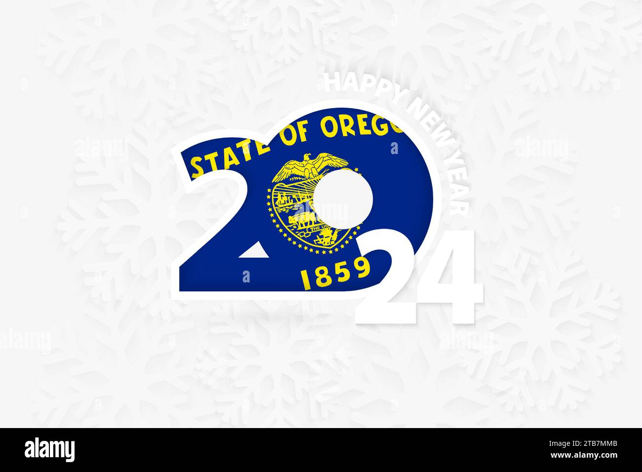 New Year 2024 for Oregon on snowflake background. Greeting Oregon with ...