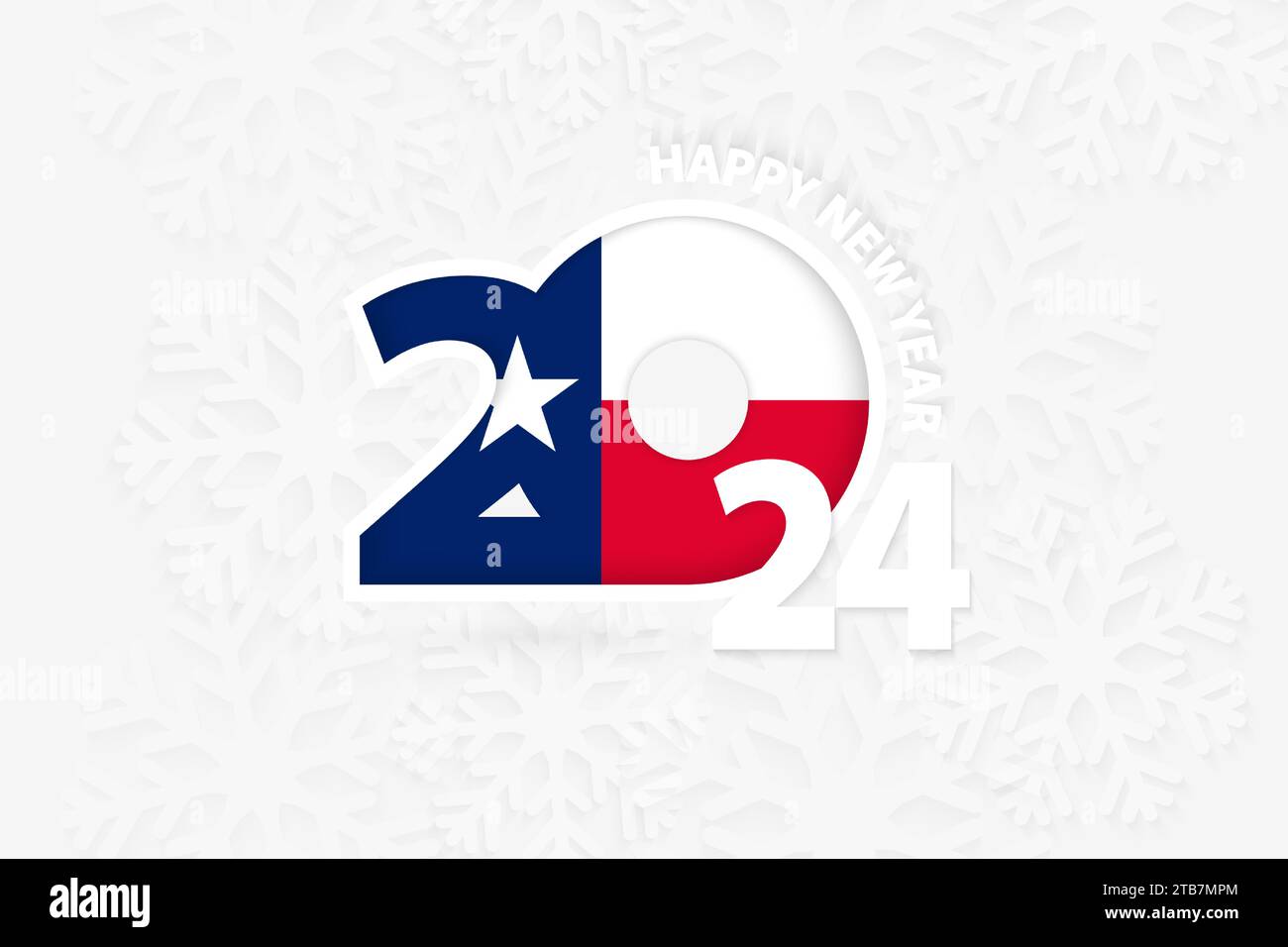 New Year 2024 for Texas on snowflake background. Greeting Texas with ...