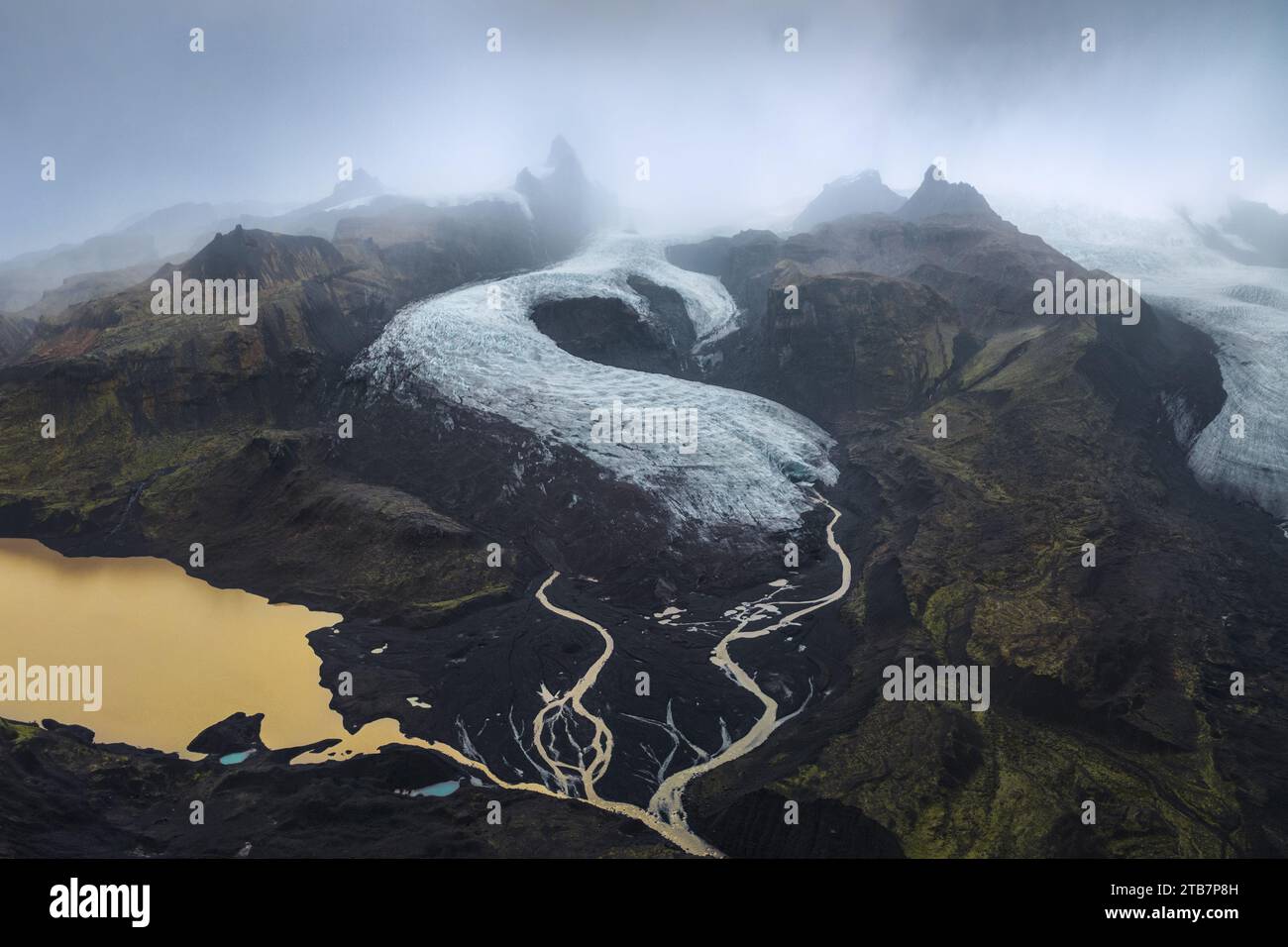 Captivating aerial shot showcasing the sprawling beauty of a glacier ...