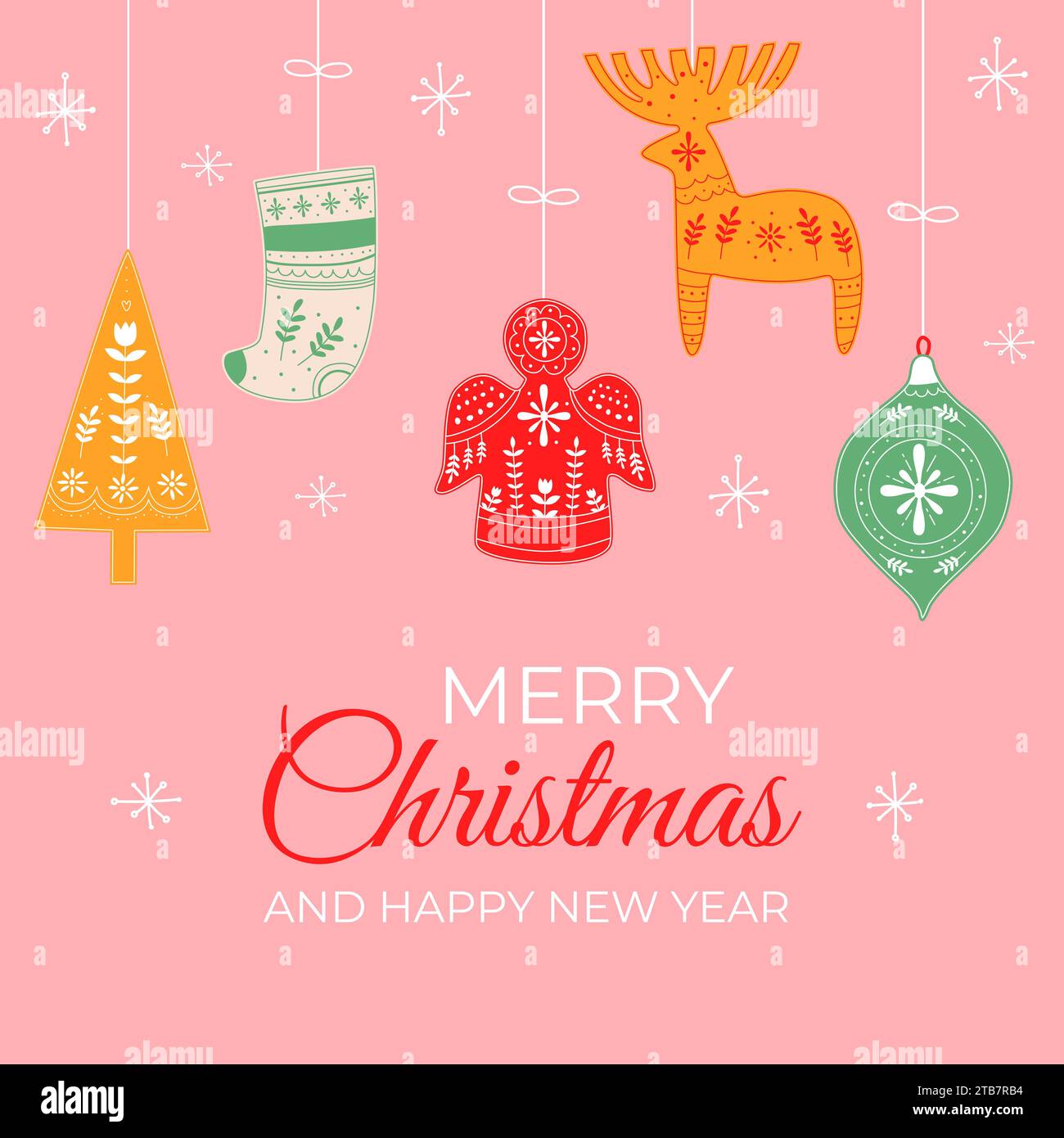 Merry Christmas card with scandinavian decoration Stock Vector Image ...
