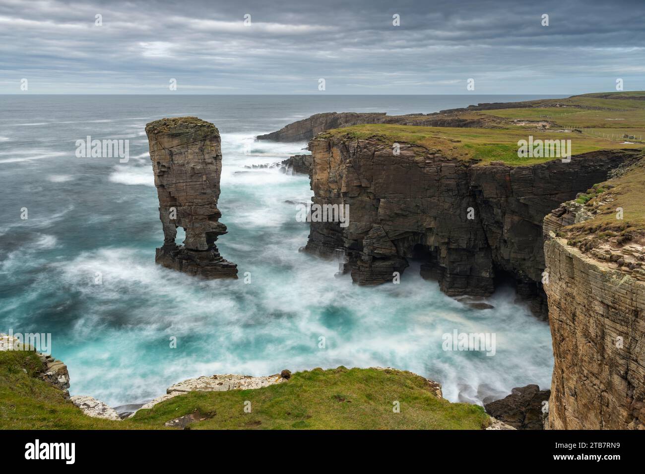 Yesnaby Castle sea stack on the wild west coast of mainland Orkney ...