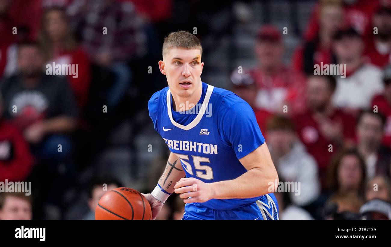 Creighton guard Baylor Scheierman (55) drives up court during an NCAA ...