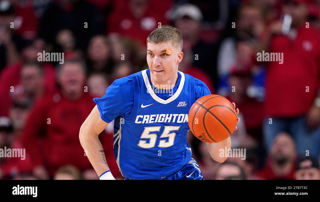 Creighton guard Baylor Scheierman (55) drives up court during an NCAA ...
