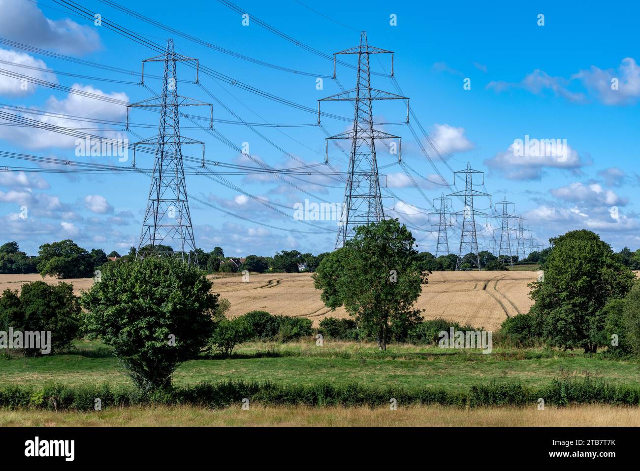 High voltage electricity pylons connecting the National grid from ...
