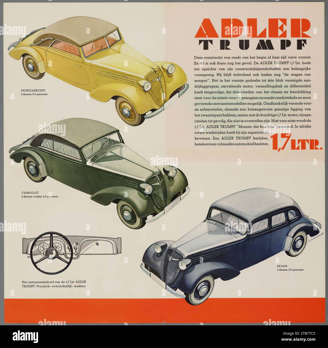 1937 Adler Trumpf 1.7 Liter - Vintage car advertising Stock Photo - Alamy
