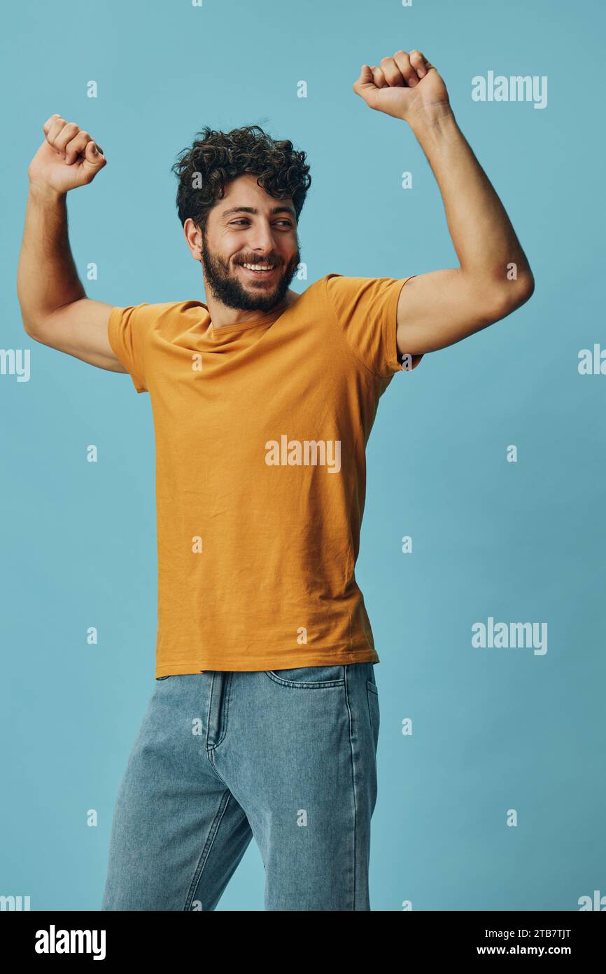 Portrait background guy happy young men positive Stock Photo - Alamy