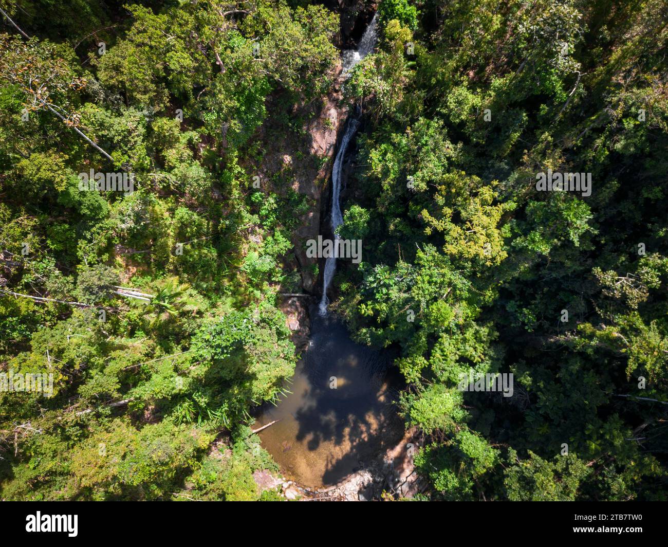 An aerial view of Pamuayan Waterfalls, Port barton, Palawan ...