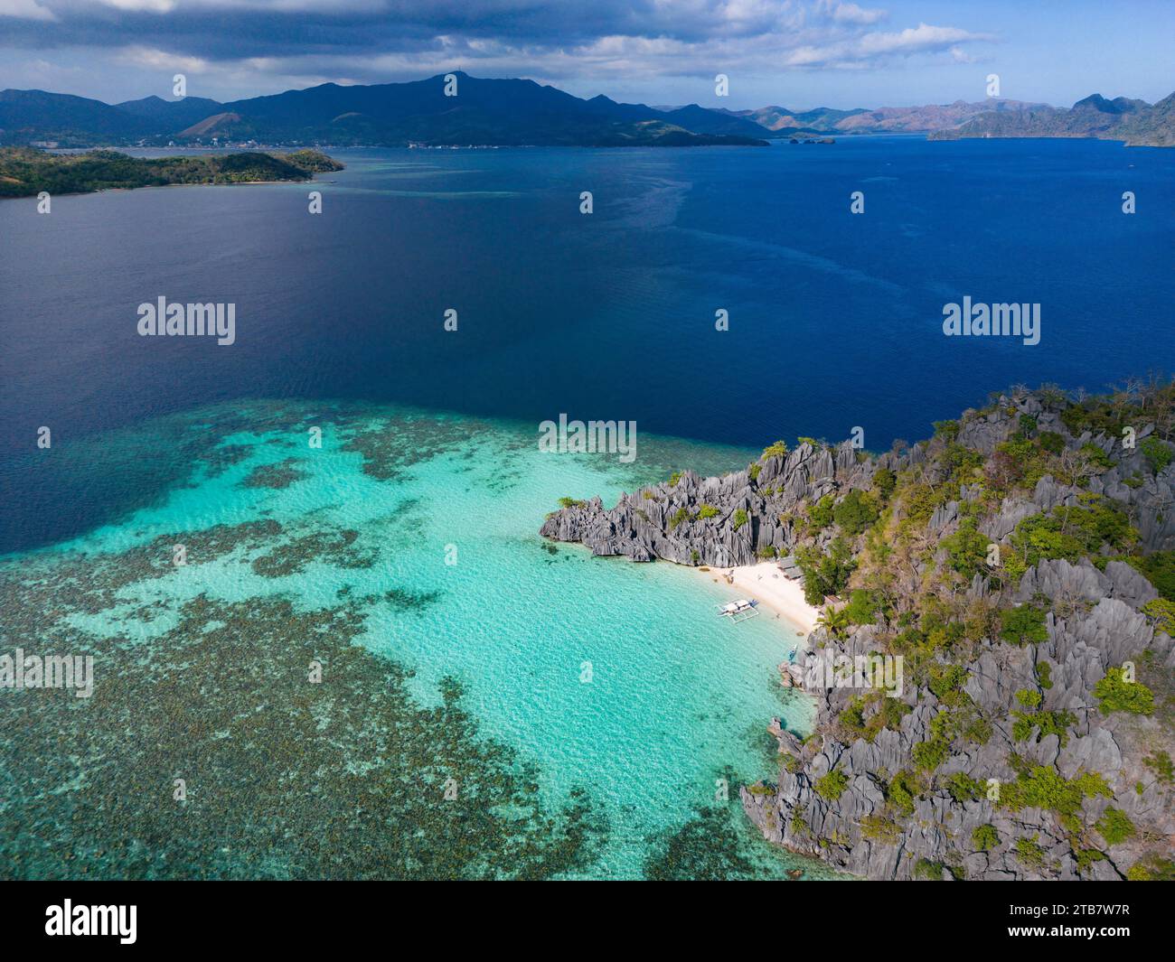 A tranquil scene of Smith Point Beach, Coron, Philippines Stock Photo ...