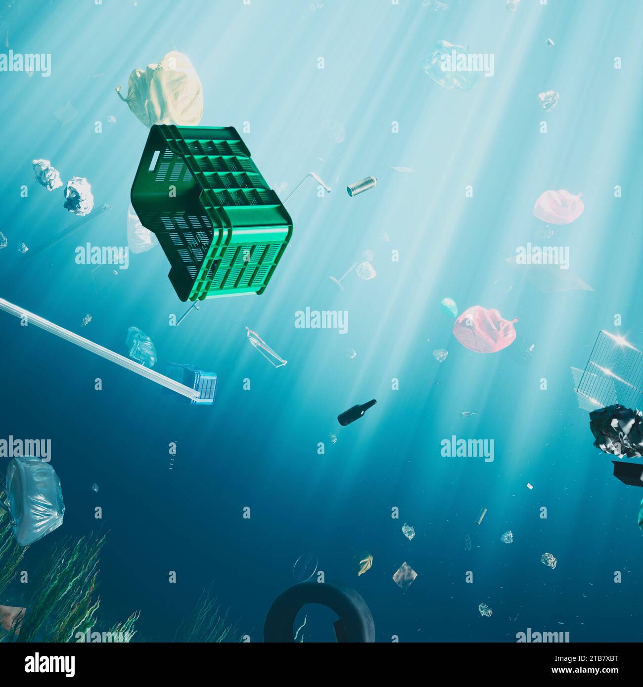 A profound visual of ocean pollution captured underwater with a ...