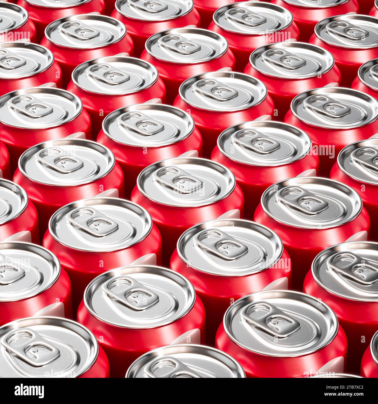 A visually striking, infinite pattern of red aluminum soda cans ...