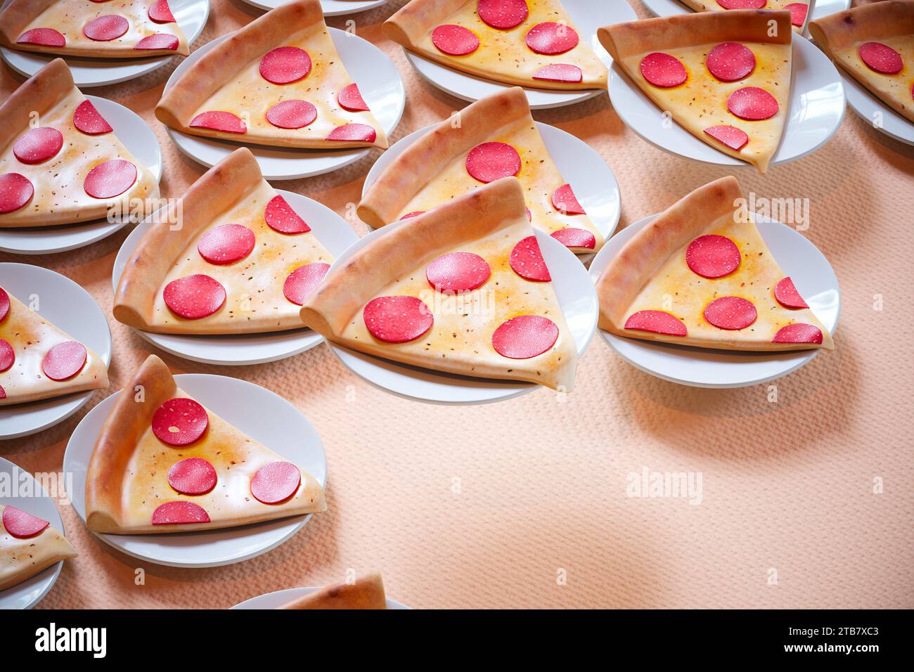 A sumptuous array of pepperoni pizza slices temptingly arranged on ...