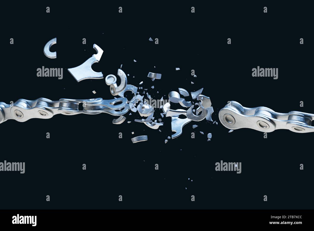 This striking image captures the dynamic moment of a metal chain ...