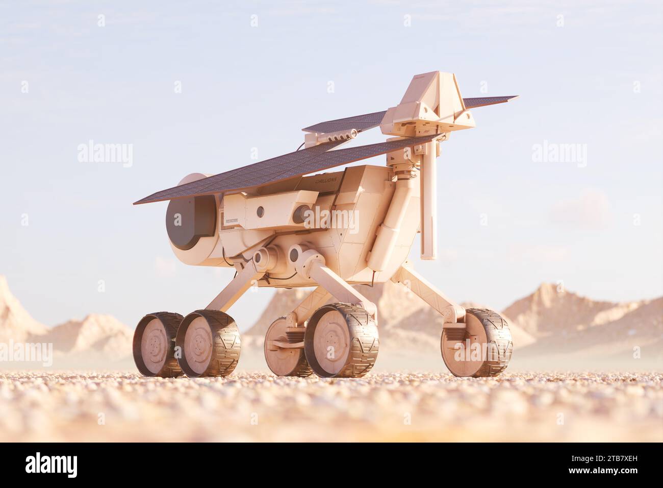 A meticulously engineered, solar-powered robotic rover maneuvers across ...