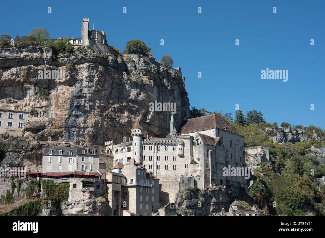 Landscape of the Sanctuary of Notre Dame de Rocamadour at noon Stock ...