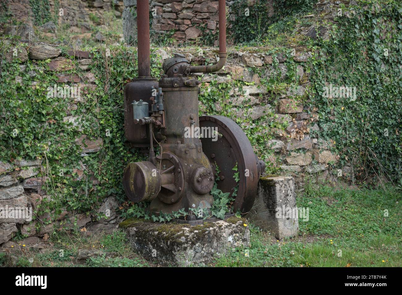 Remains of the factory machinery abandoned in the war. An ABC motor ...