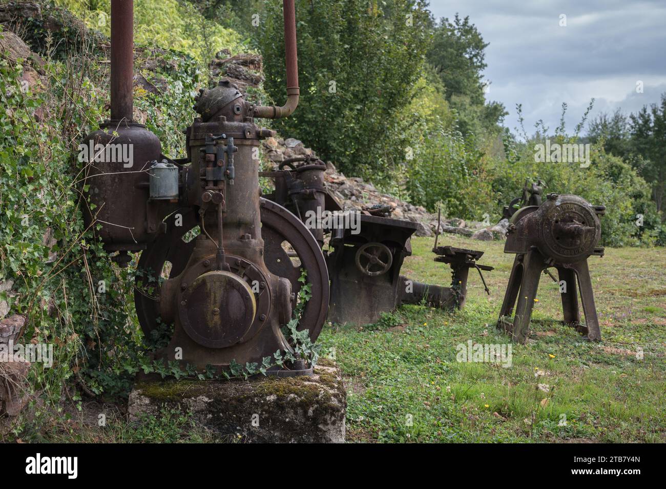 Remains of the factory machinery abandoned in the war. An ABC demilento ...