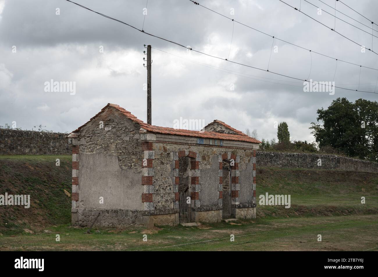 Small, old abandoned train station, warehouse for material, tools ...