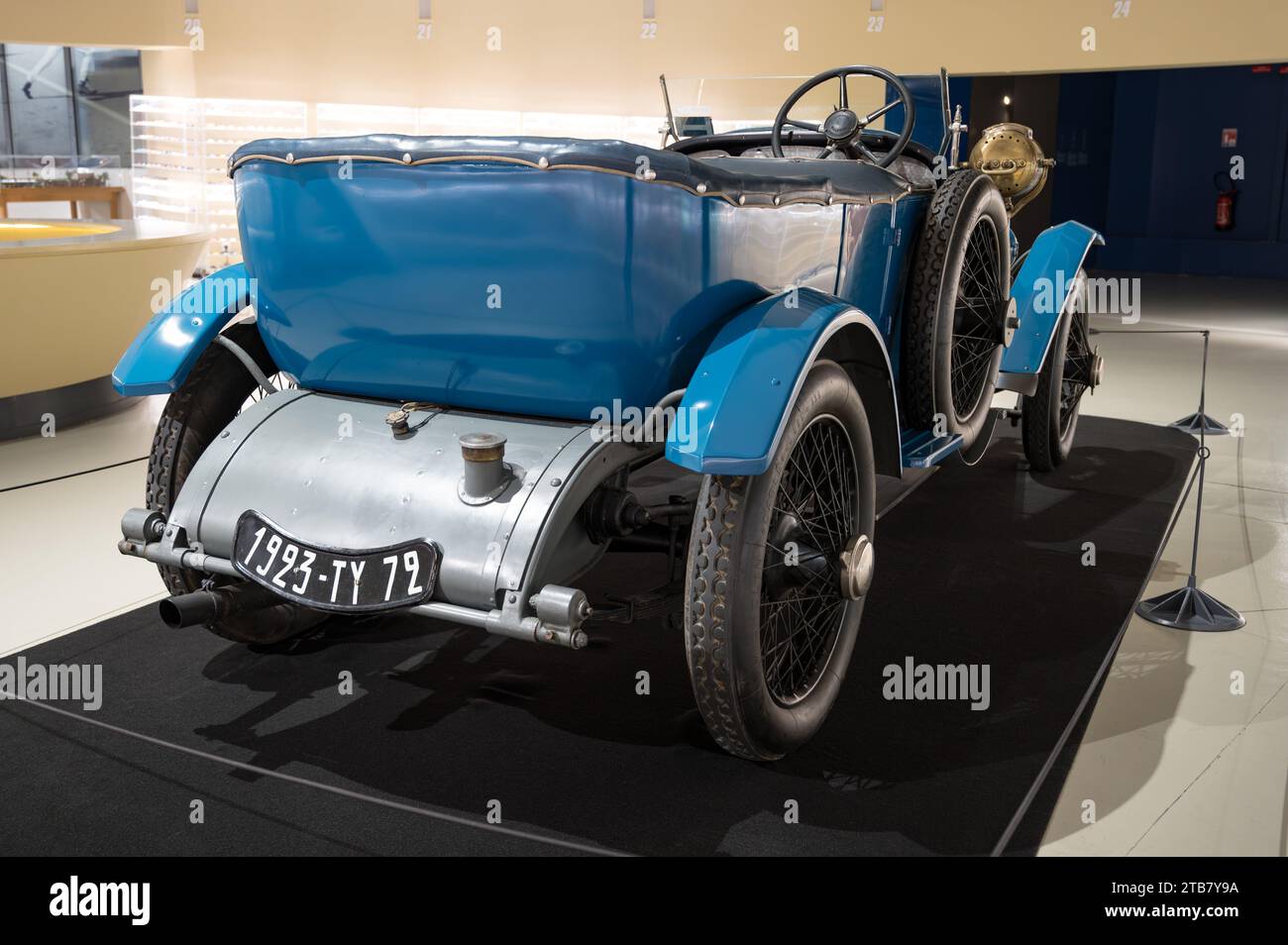 Rear of the historic blue Chenard & Walcker Type Sport 3L racing car at ...
