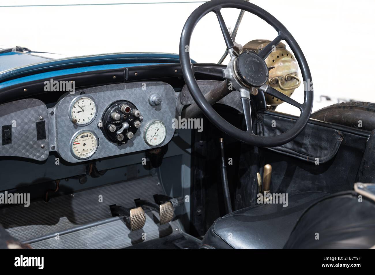Interior of the historic blue Chenard & Walcker Type Sport 3L racing ...