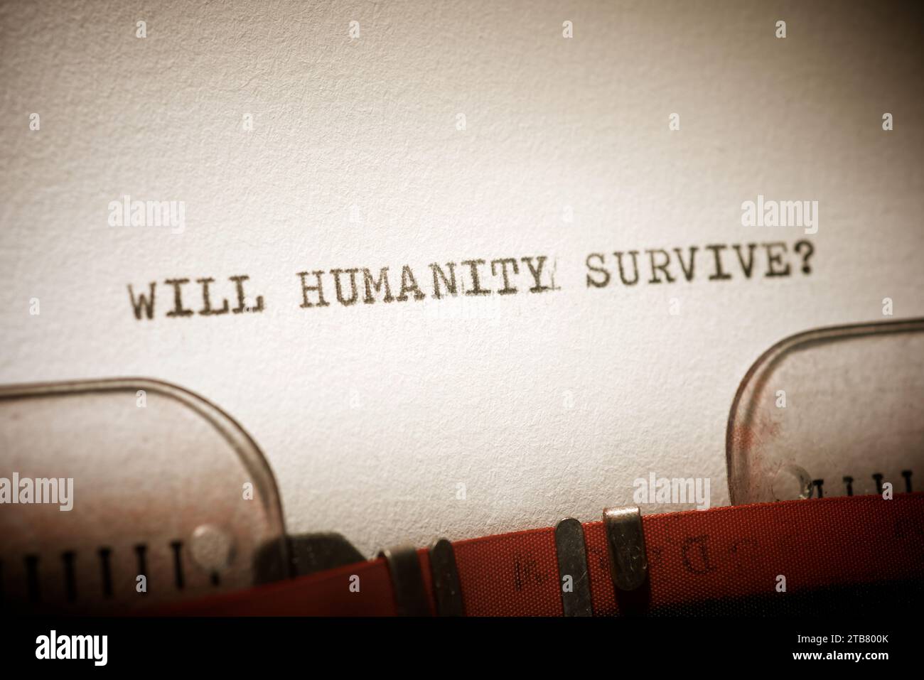 Will humanity survive question text written with a typewriter Stock ...