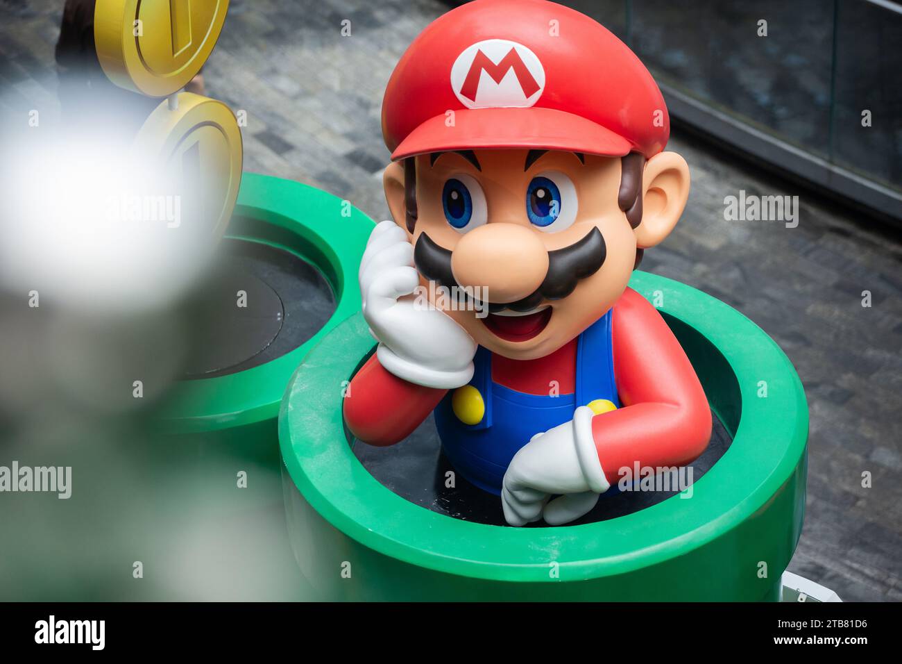 Top down view of the popular game character Super Mario in smiley face ...