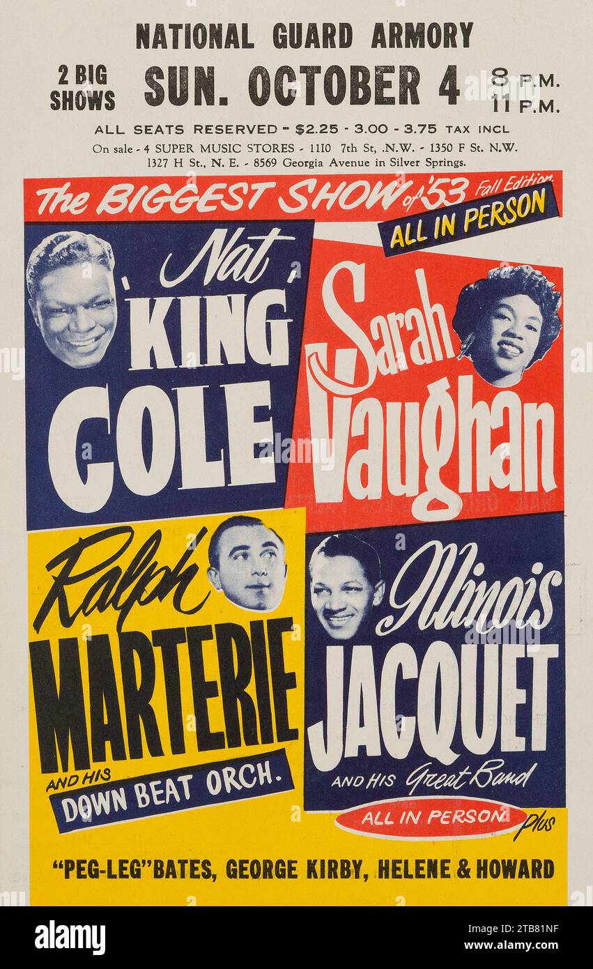 Vintage Jazz poster - Nat King Cole - Sarah Vaughn - National Guard ...