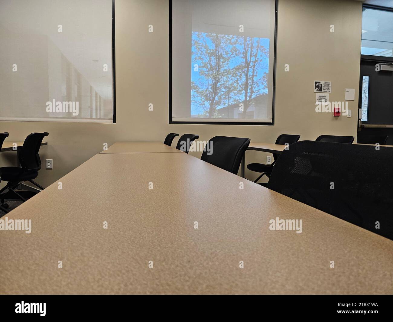 An empty classroom interior, with rows of desks Stock Photo - Alamy