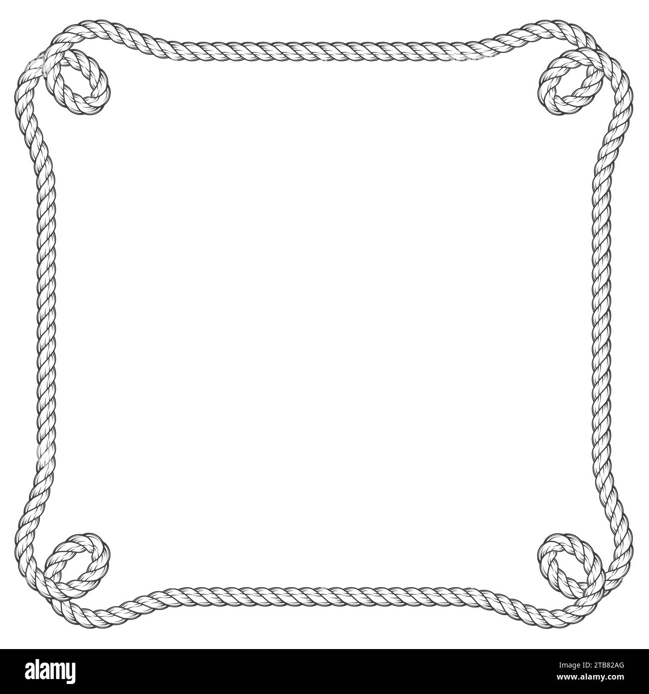 Marine style square rope frame with loops in corners, nautical towline ...