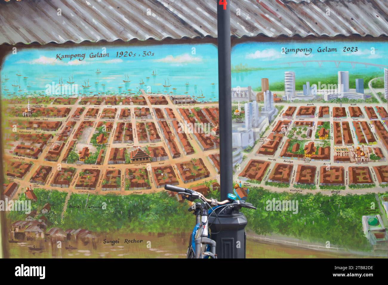 Vivid wall mural depicts the history and culture of Kampong Glam ...