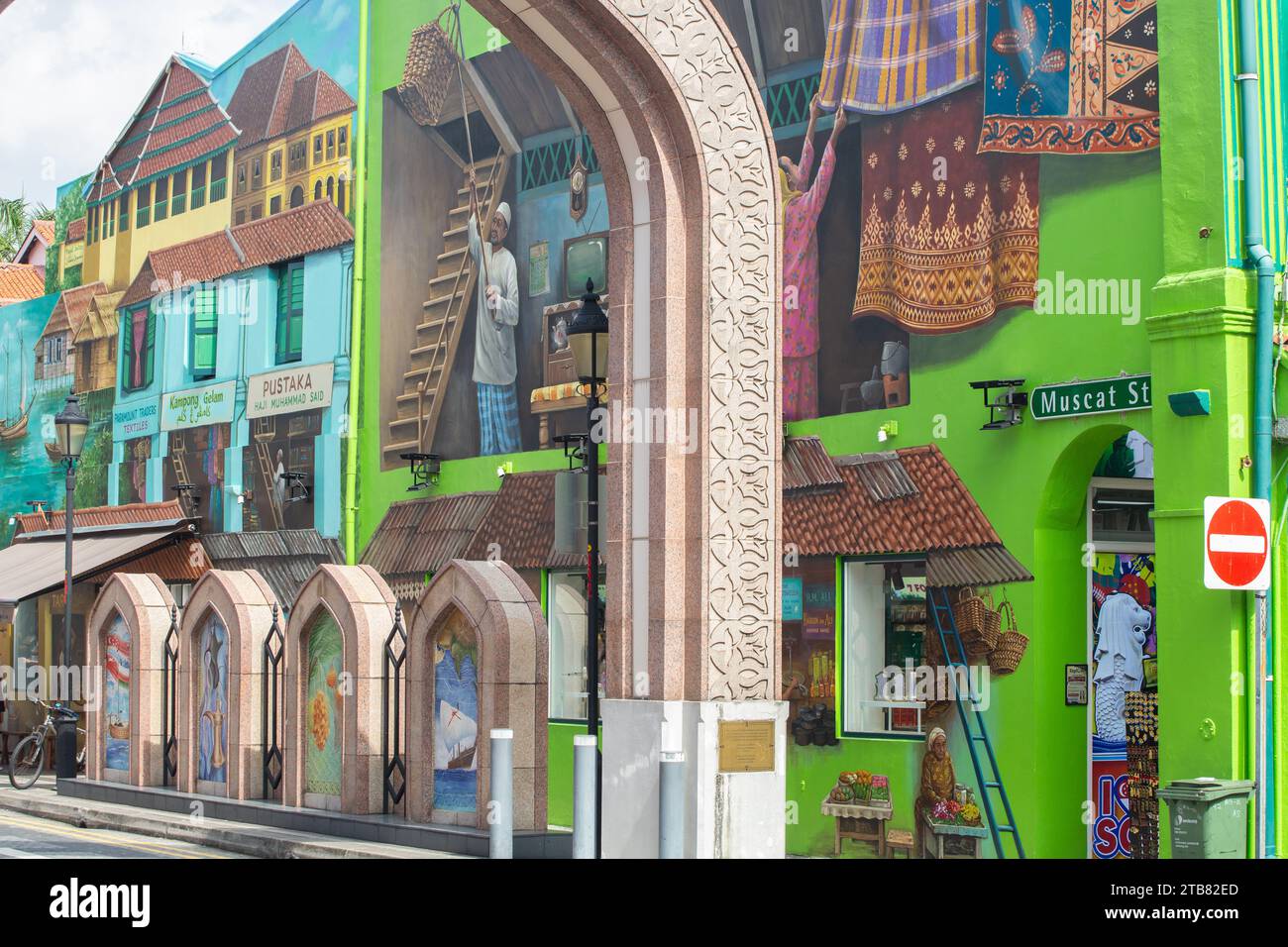 Street art vivid wall mural depicts the history and culture of Kampong ...