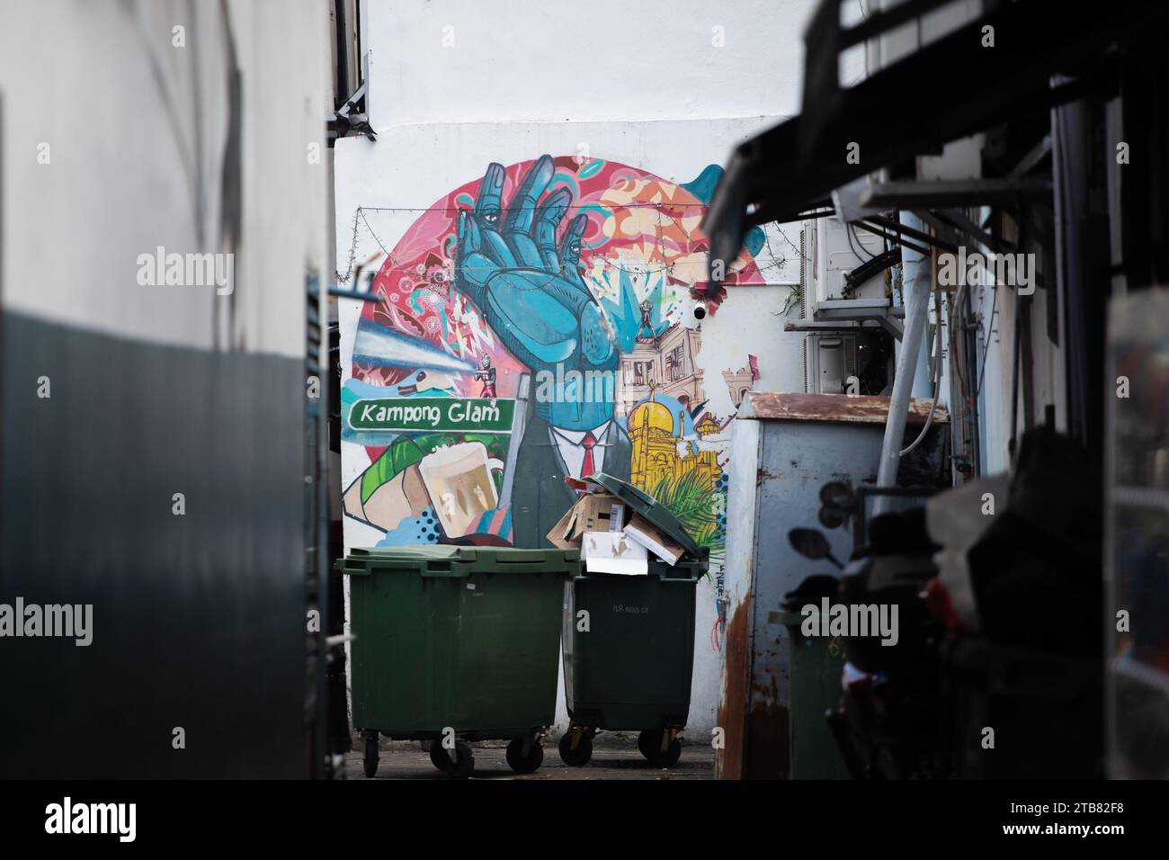 In the back alley that is usually dirty and rubbish green bins seen ...