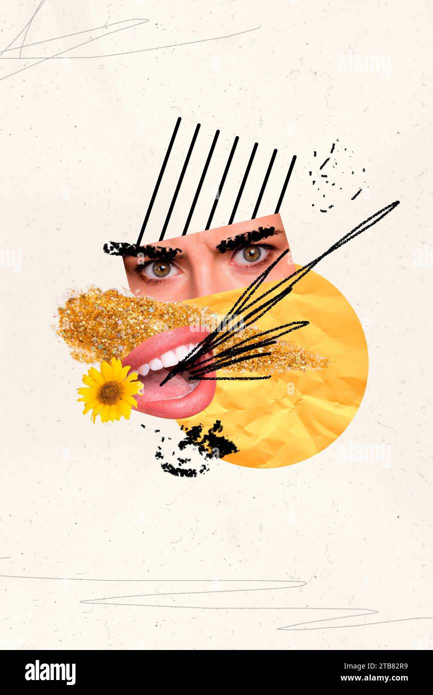 Collage picture image poster of healthy white smile toothcare procedure ...