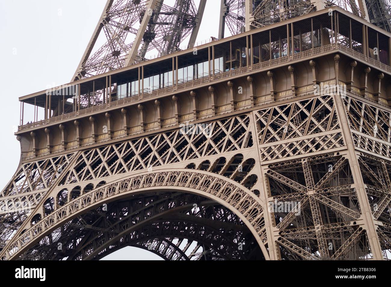 Close-up on the 1st floor of the Eiffel Tower in Paris - France Stock Photo - Alamy