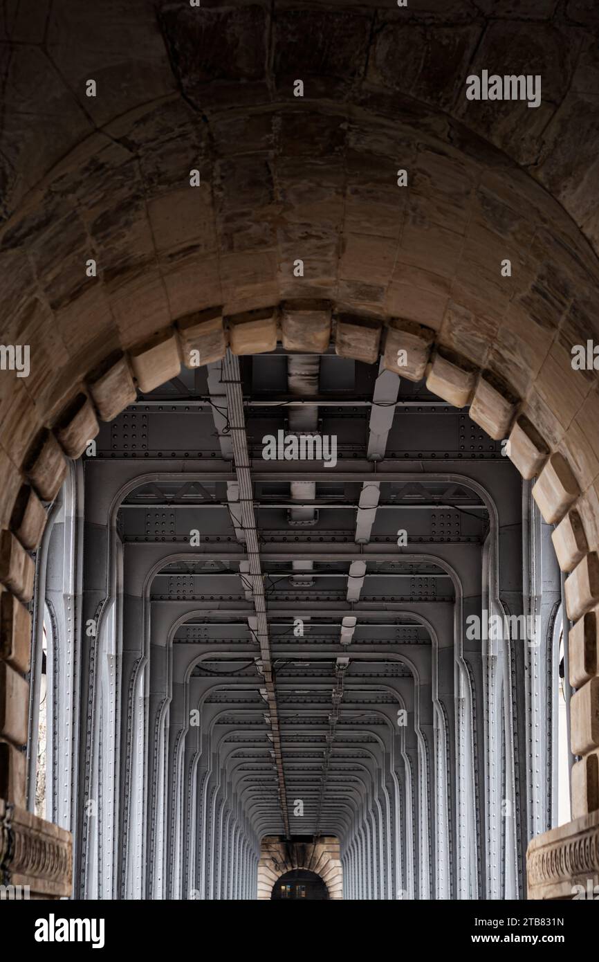 Vault and architectural structure of the famous Bir Hakeim bridge in ...