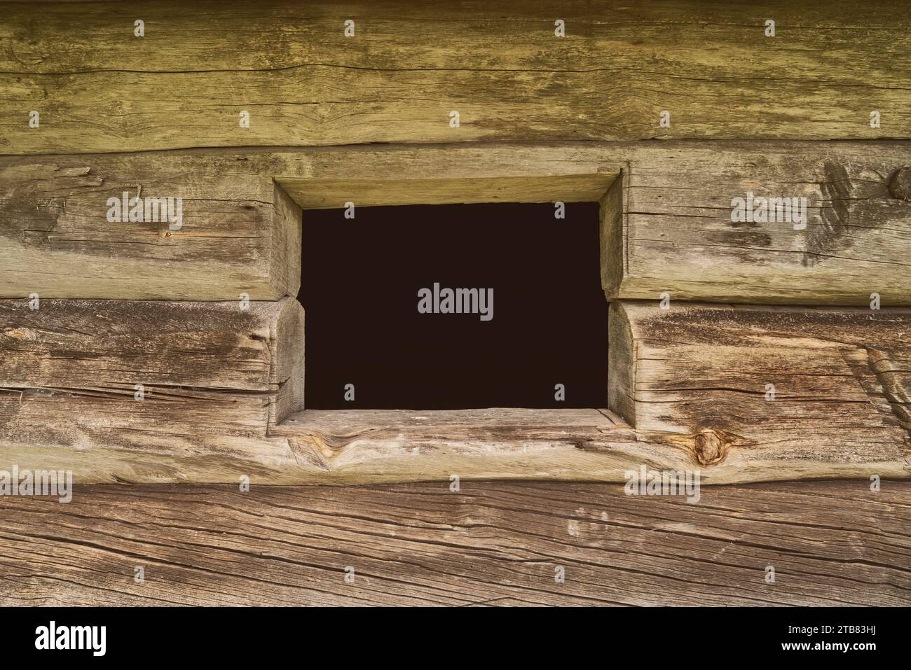 Simple window in old wooden log house cabin farmhouse Stock Photo - Alamy