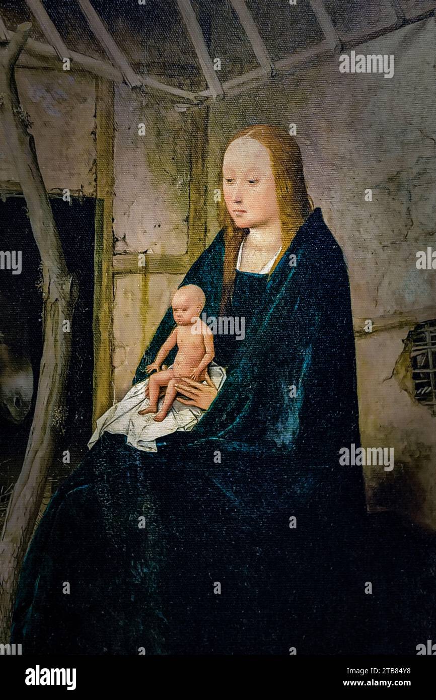 THE ADORATION OF THE MAGI, by Hieronymus Bosch, 1475. Netherlandish, Northern. Our Lady shows ...