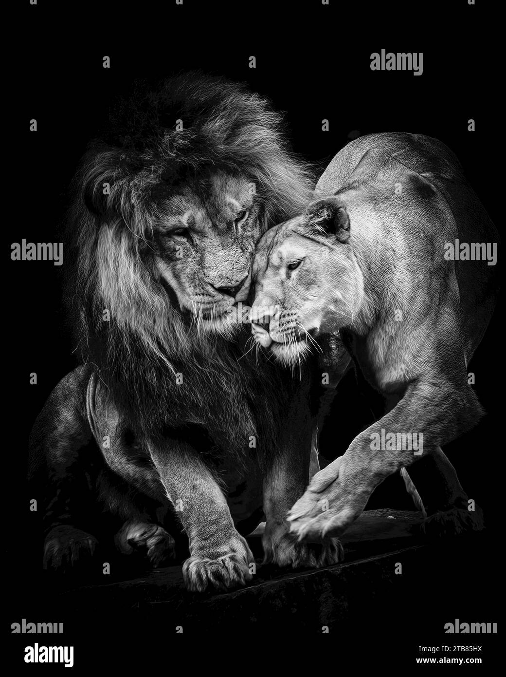 Lions embracing Black and White Stock Photos & Images - Alamy