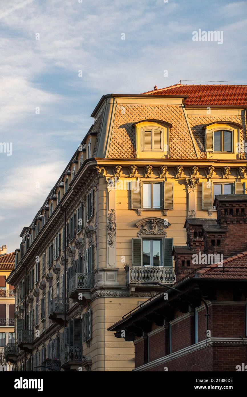 Italy Piedmont Turin Crocetta Architecture in Via Legnano Stock Photo ...